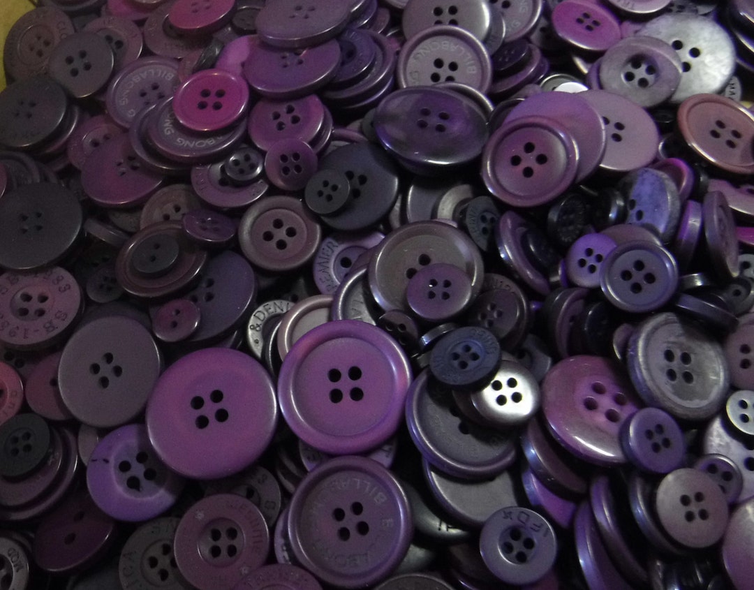 Eggplant Purple Buttons, 100 Bulk Assorted Round Multi Size Crafting ...