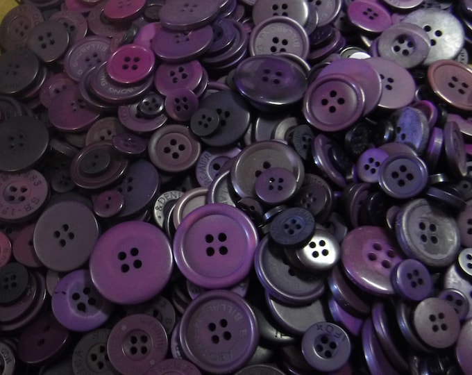 Eggplant Purple Buttons, 100 Bulk Assorted Round Multi Size Crafting ...