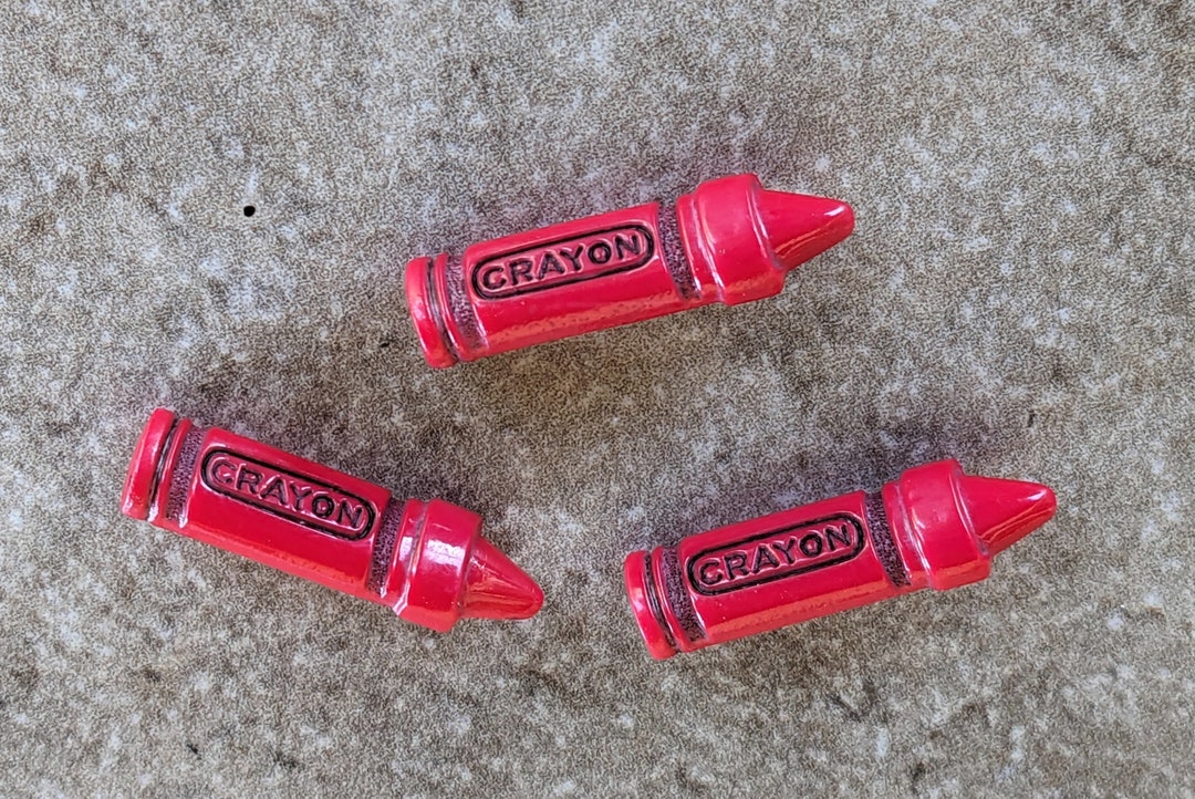 3 Crayon Red Glossy Large Shank Buttons. Size 5/16" - Etsy