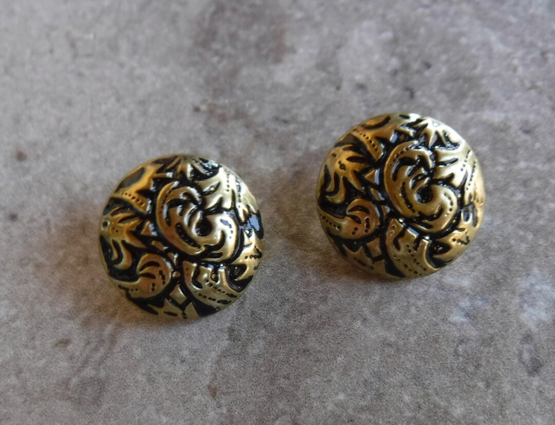 2 Vintage Gold Metal Shank Round Buttons Size 13/16" #281 - Etsy