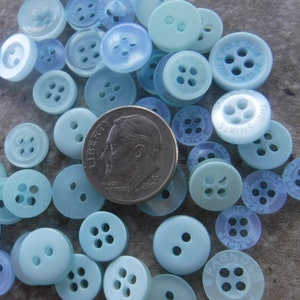 Baby Blue Buttons, 50 Small Assorted Round Sewing Crafting Bulk Buttons ...