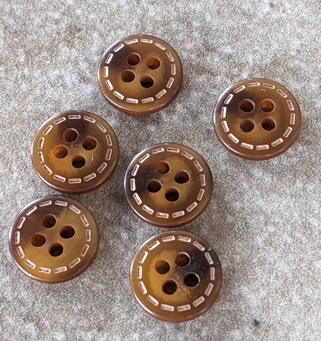 6 Brown Little Dashed Edge Round Buttons Size 7/16" - Etsy