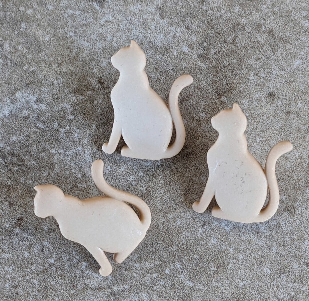 3 Silhouette Tan Sitting Cat Shank Buttons Size 3/4" Crafting Sewing - Etsy