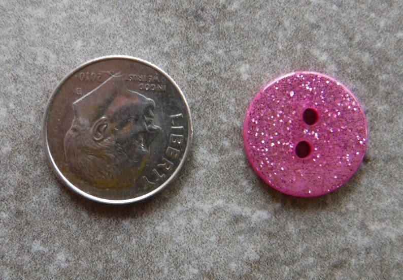 6 Pink Glitter Small Round Buttons Size 9/16 | Etsy