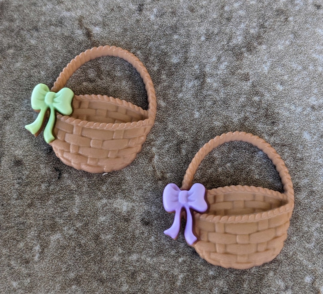 2 Basket & Bow Flat Back Buttons Embellishments Size 7/8" - Etsy