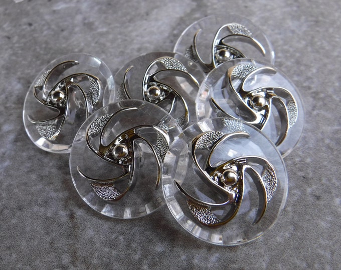 6 Clear With Triple Swirl Large Round Shank Buttons Size 13/16" - Etsy