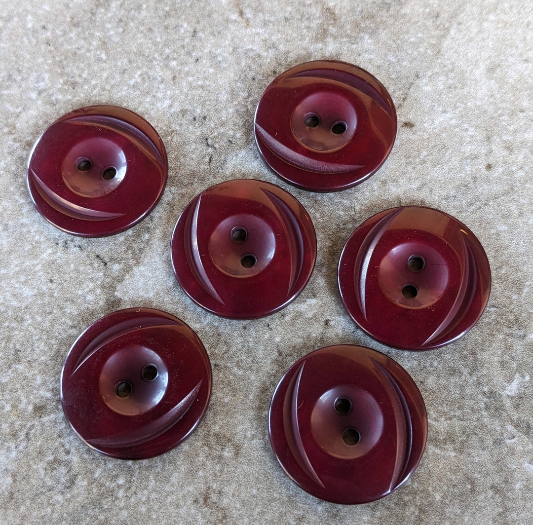 6 Wine Red Shaded Double Smile Round Buttons Size 1 1/8" - Etsy
