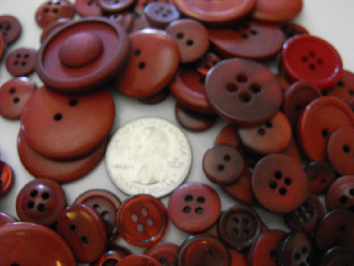 Burgundy Red Buttons 100 Bulk Assorted Round Multi Size - Etsy