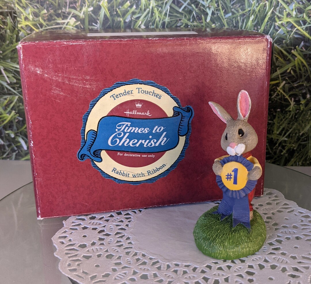 Hallmark Tender Touches Rabbit With Ribbbon Figurine - Etsy