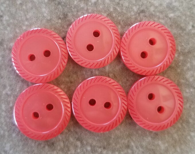 6 Coral Pink Dashed Rim Round Buttons Size 11/16" Sewing Crafting - Etsy