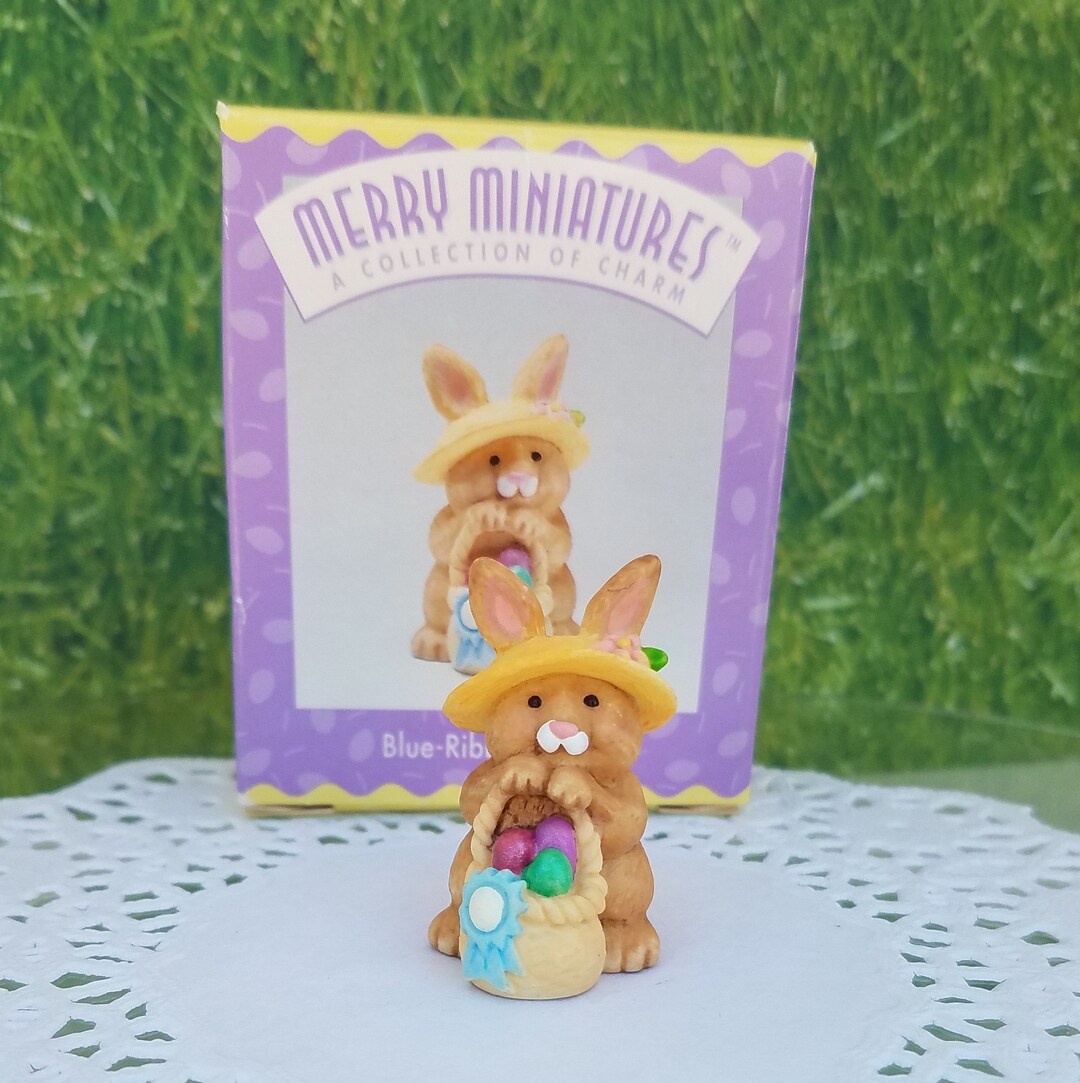 Blue-ribbon Bunny Hallmark Merry Miniatures Easter 1996 - Etsy