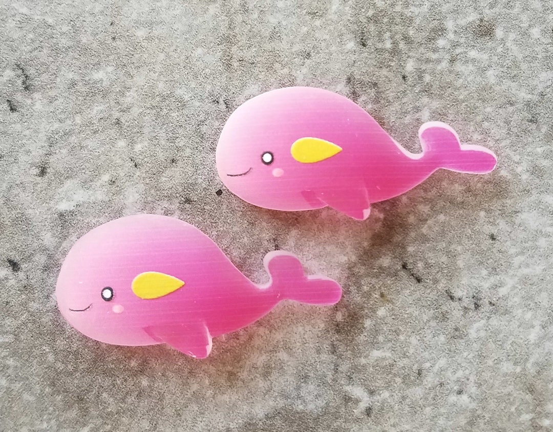 2 Gummy Pink Whale Flat Back Embellishment Buttons Size 1 1/4" - Etsy