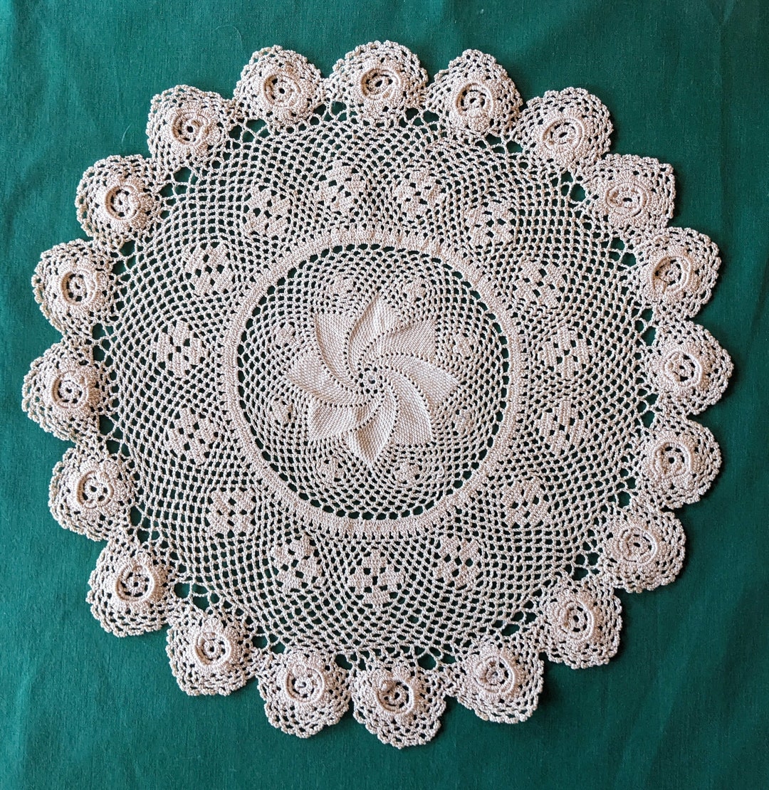 Vintage Ecru Swirl Hand Crocheted Doily - Etsy