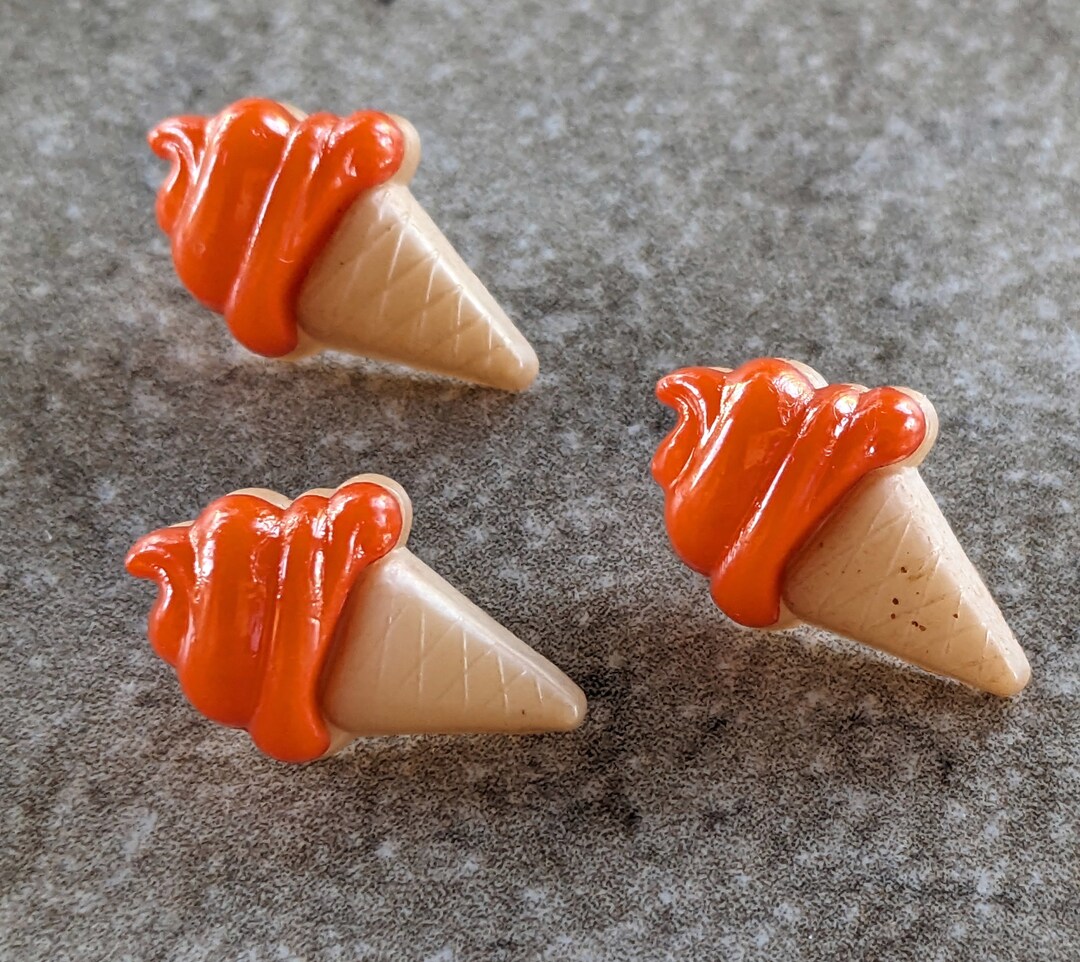 3 Orange Ice Cream Cone Shank Buttons Size 13/16" - Etsy