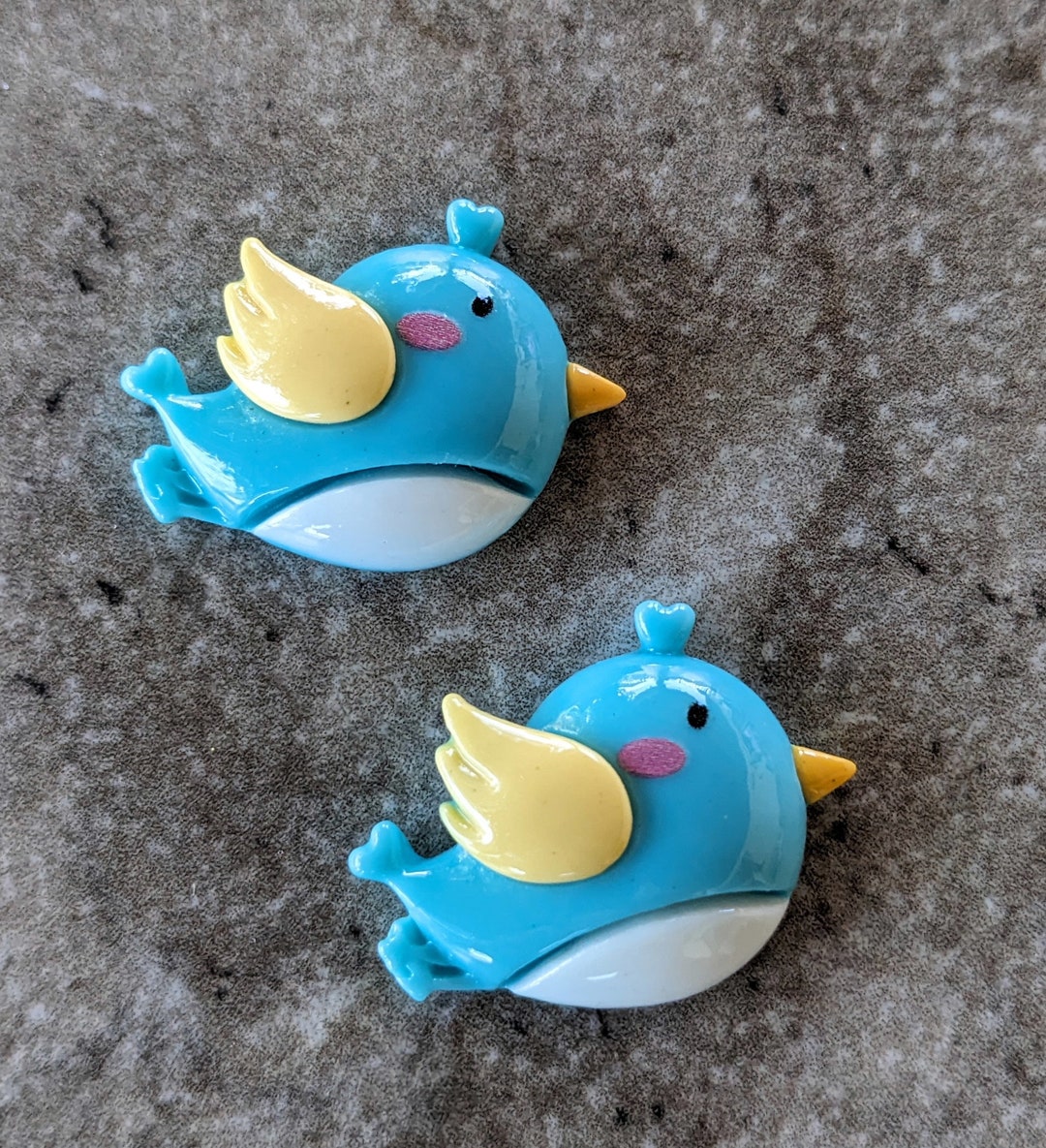 2 Garden Blue Bird Flat Back Embellishment Buttons Size 1 1/8" - Etsy