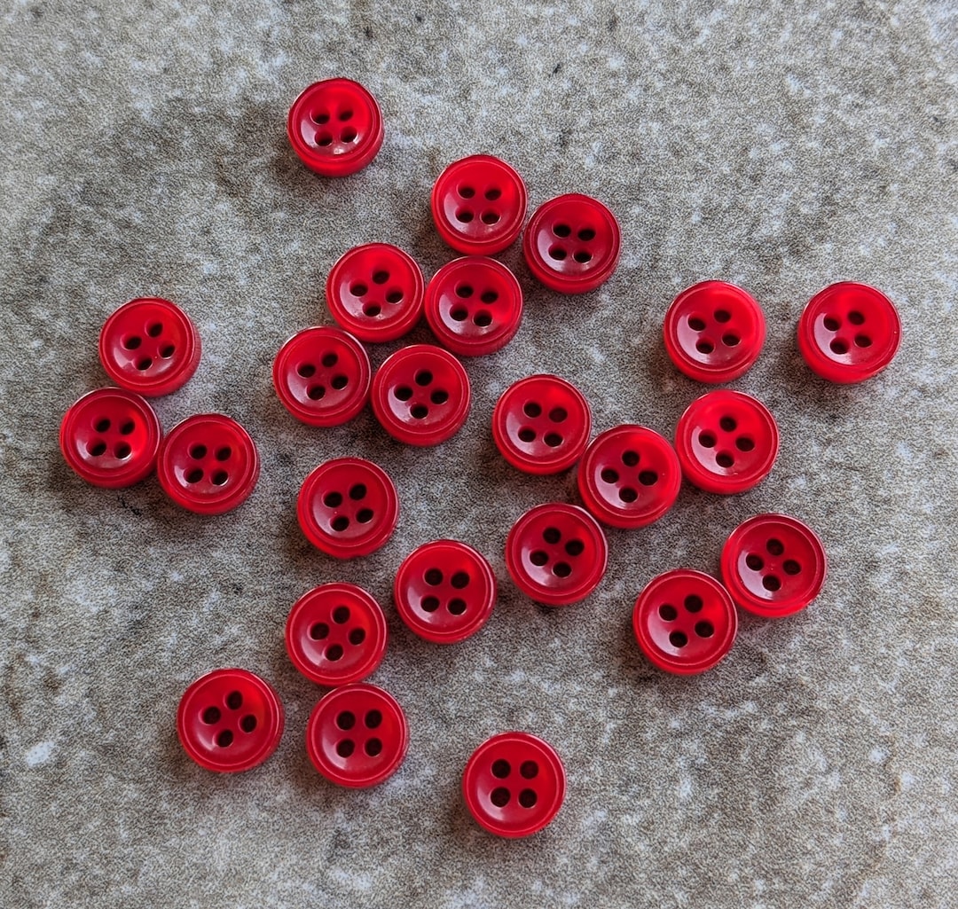 24 Red Small Inside Ring Round Buttons Size 5/16" - Etsy
