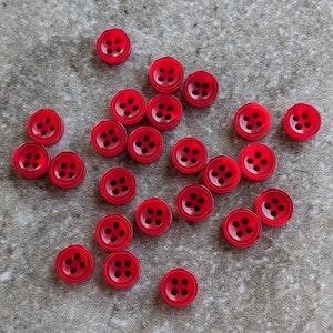 24 Red Small Inside Ring Round Buttons Size 5/16" - Etsy
