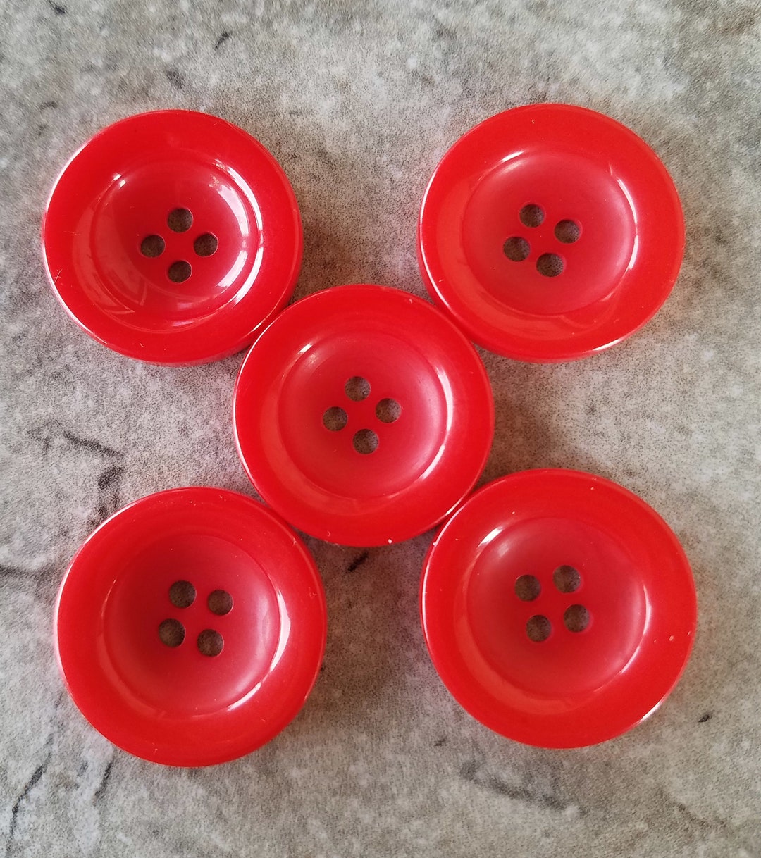 5 Red Fat Rim Round Buttons Size 1" - Etsy