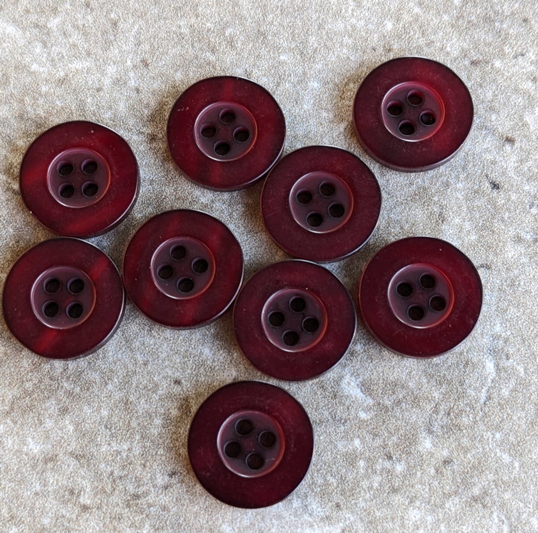 9 Wine Red Wide Flat Rim Small Round Buttons Size 9/16 - Etsy