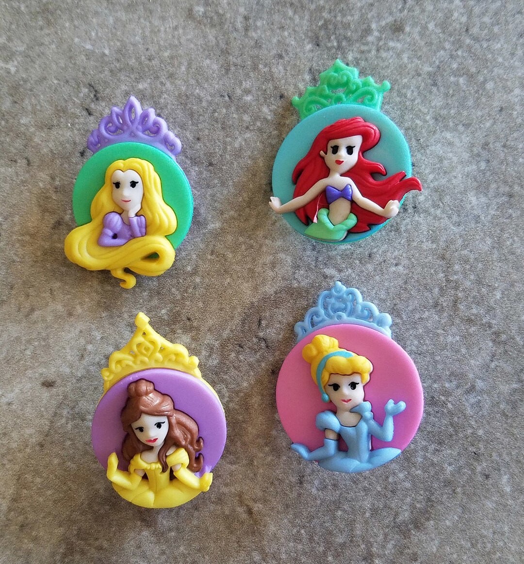 2 Disney Crown Circle Princess Shank Buttons Size 1 1/16" You Choose ...