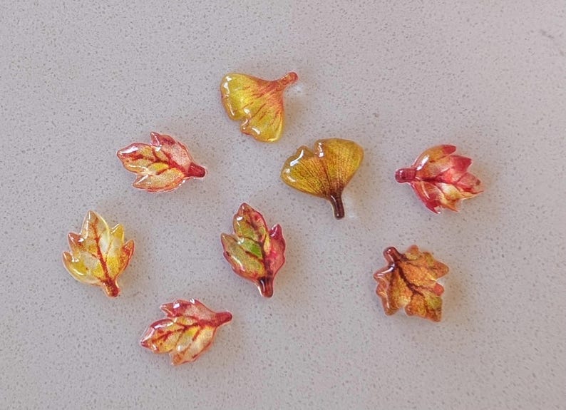 8 Mini Leaves Flat Back Embellishment Buttons Size 3/8" - Etsy