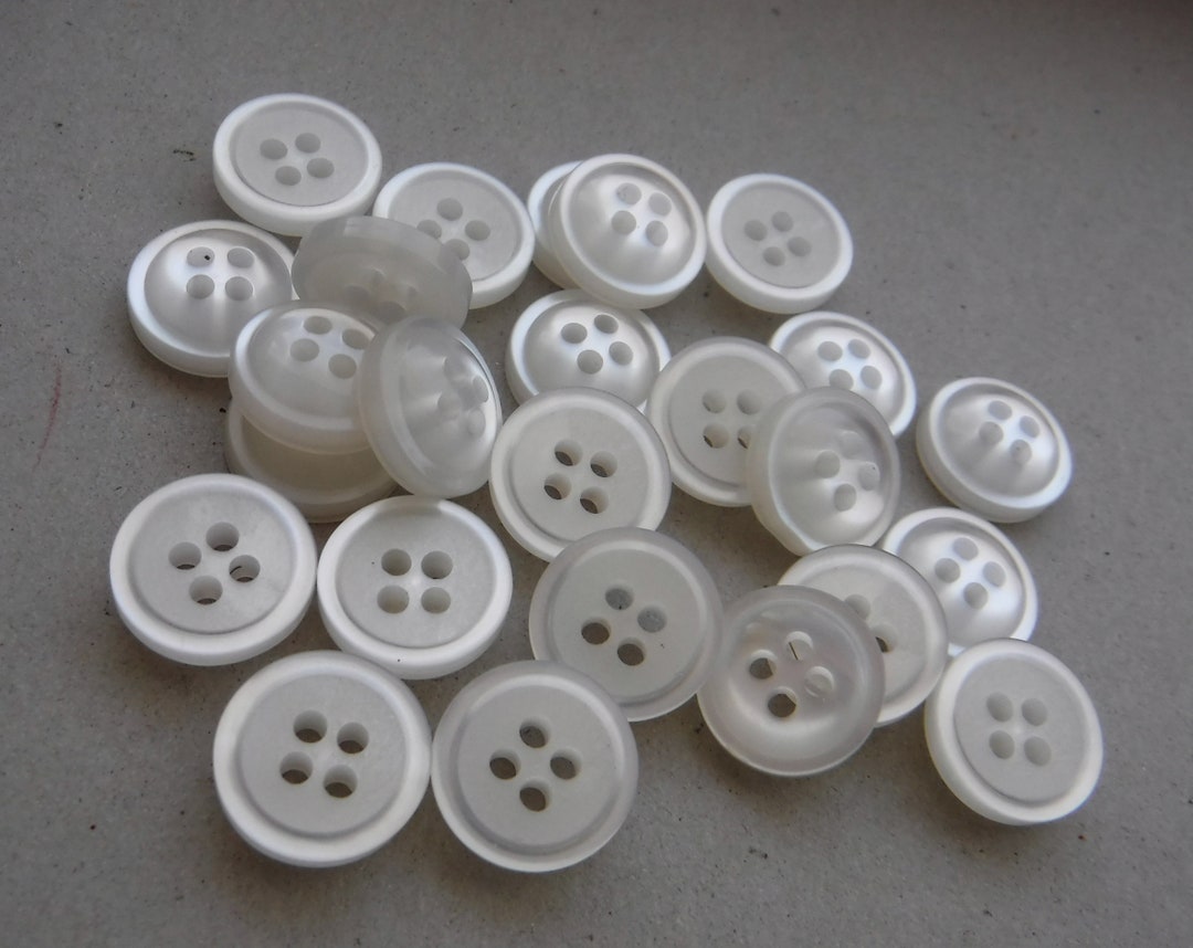 25 White Thumb Pop Round Buttons Size 7/16" - Etsy