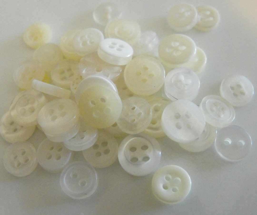 Off White Buttons, 50 Small Assorted Round Sewing Crafting Bulk Buttons ...