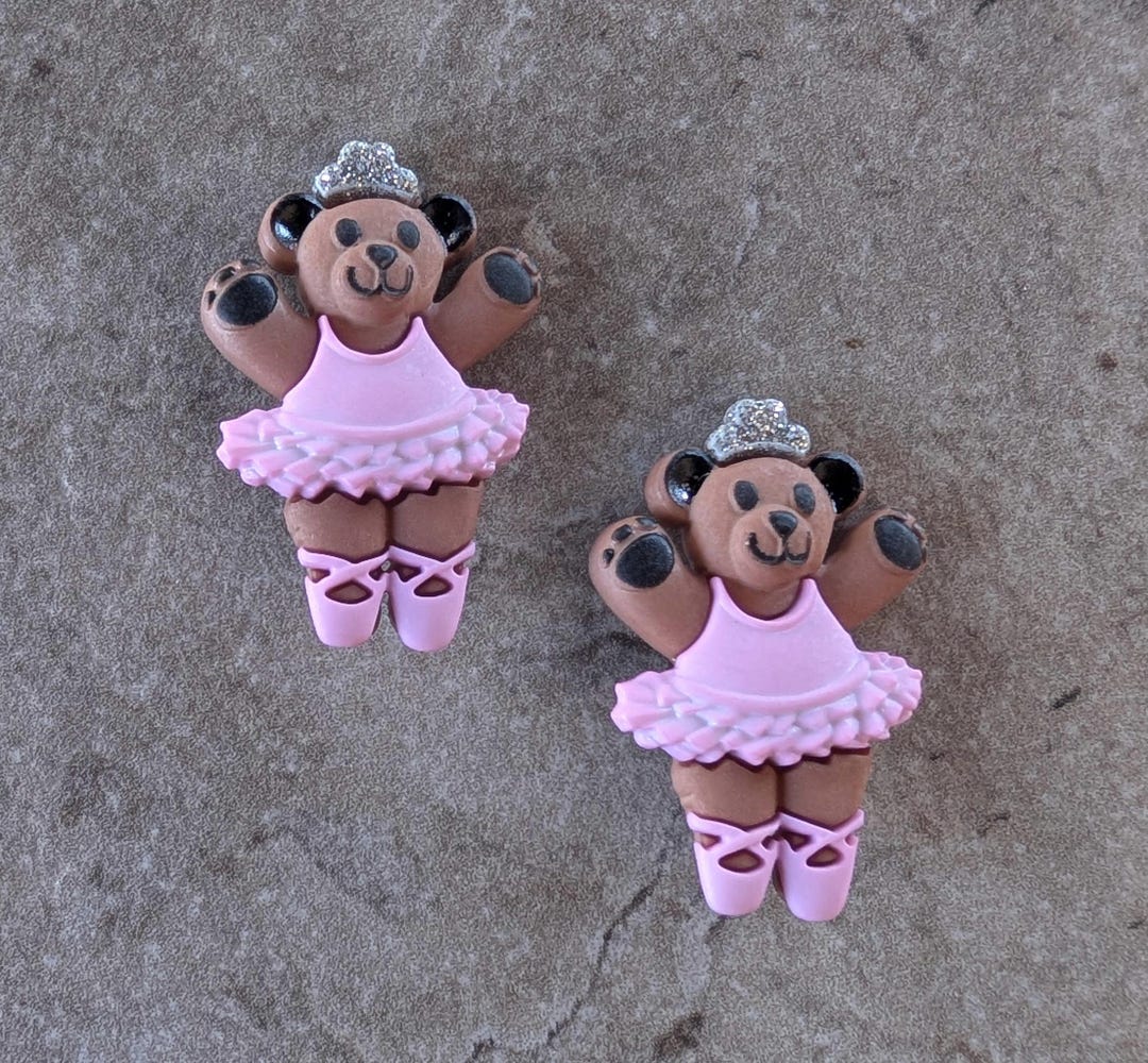 2 Bear Ballerina Large Shank Buttons Size 1" Crafting Sewing You Choose ...