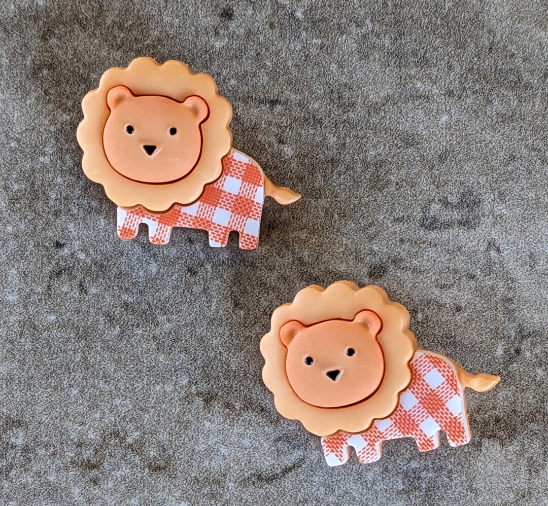 2 Checkered Lion Shank Buttons Size 1 1/16" Crafting Sewing - Etsy