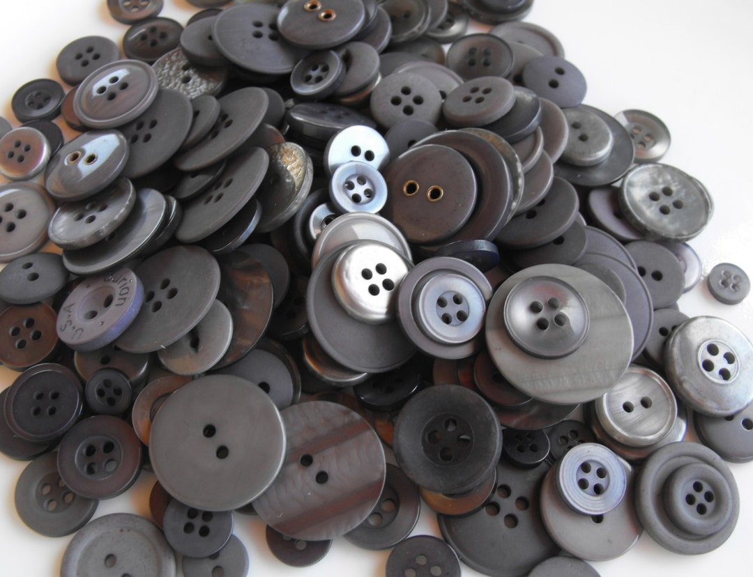 Ash Gray Buttons, 100 Bulk Assorted Round Multi Size Crafting Sewing ...