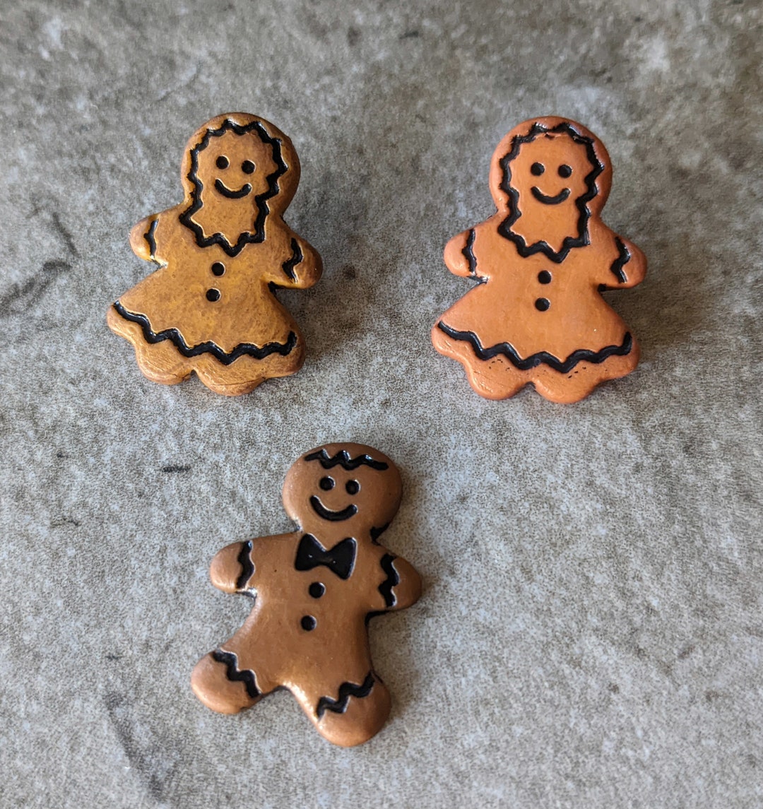 6 Little Gingerbread People Shank Buttons Size 1/2" You Choose the ...