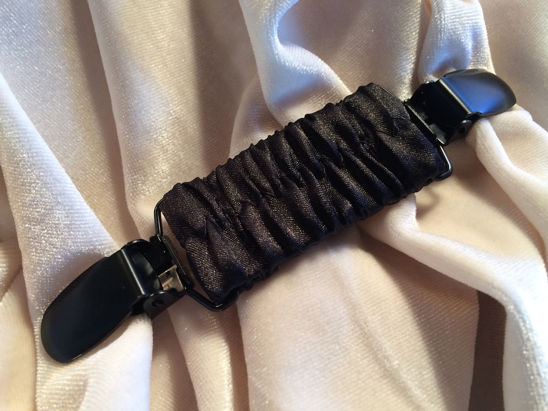 Black Satin Cinch Clip: Stretchy Clothing Fastener - Etsy