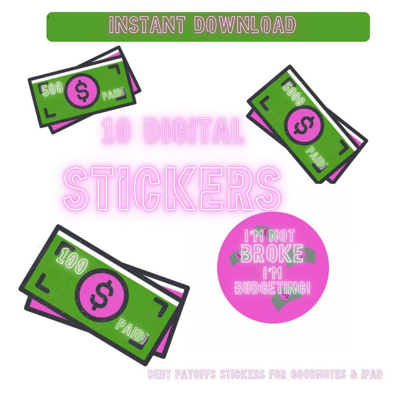 STACKS and Stickers - Digital Dollar Bill Stickers for Debt Payoff ...