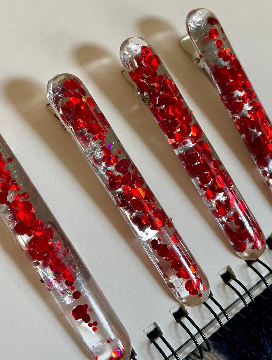 Red Sparkle Hair Pins - Set of 4 - Etsy