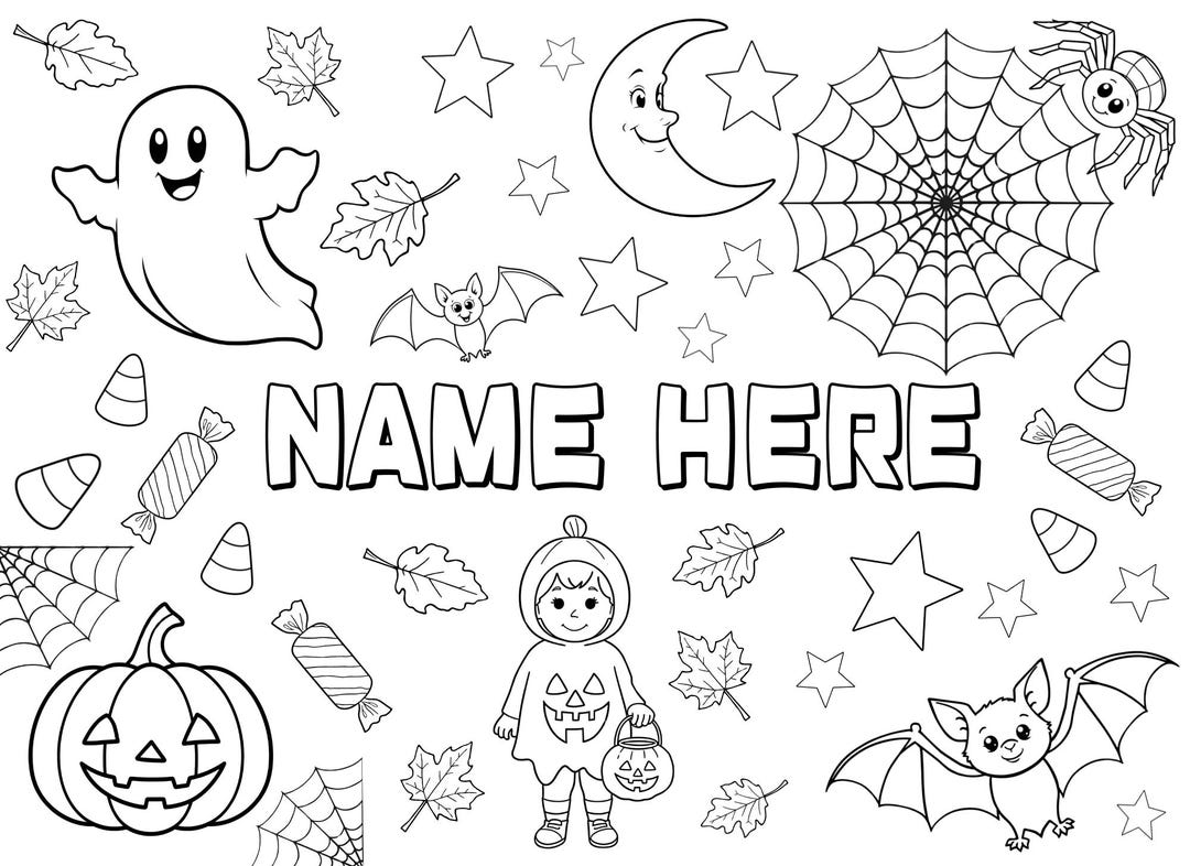 Personalized Halloween Coloring Page, Kids Activity (PDF) - Etsy