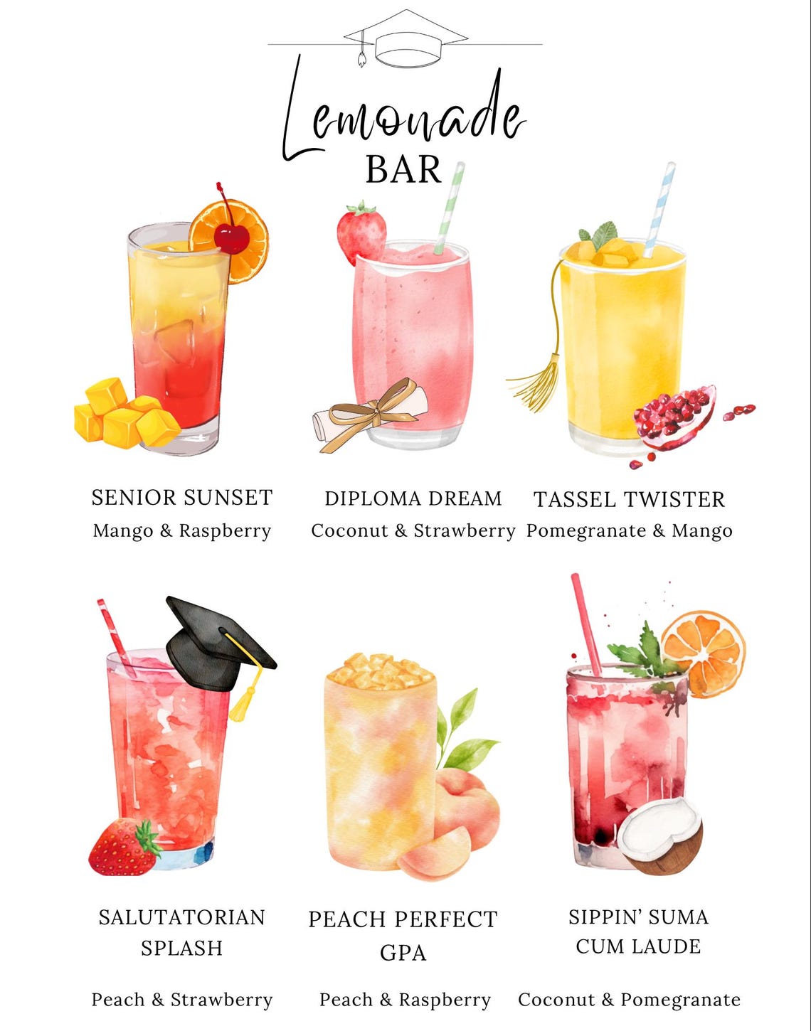 Graduation Lemonade Bar Sign: Printable Yellow Lemon Theme (digital ...