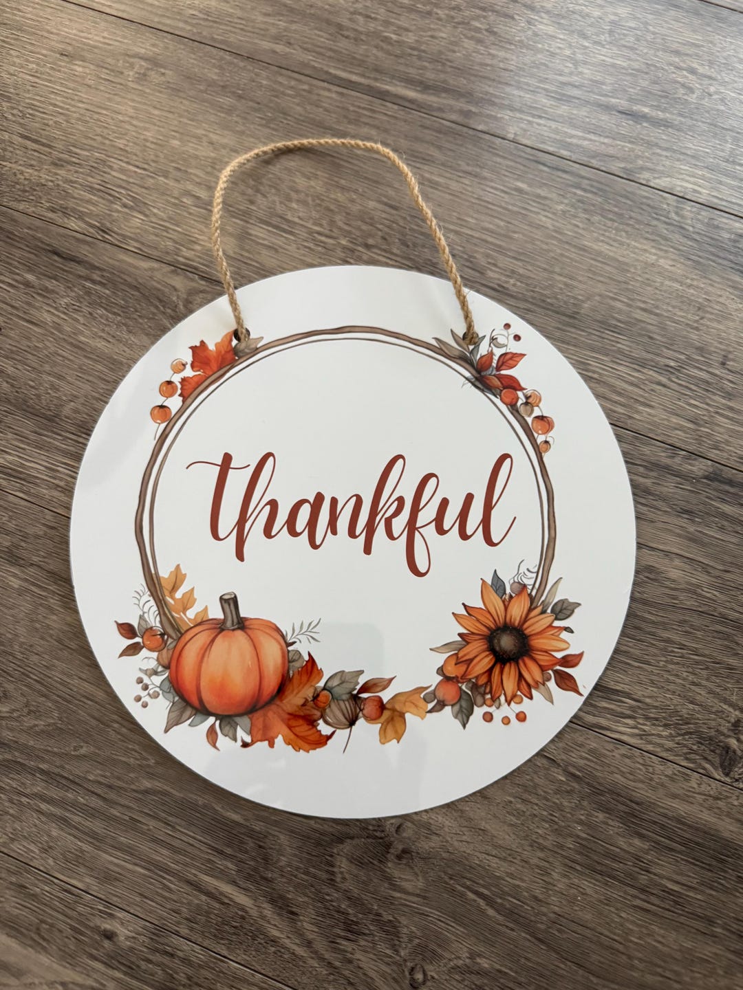 Round “thankful” Metal Sign – Fall Wreath Porch Decor - Etsy