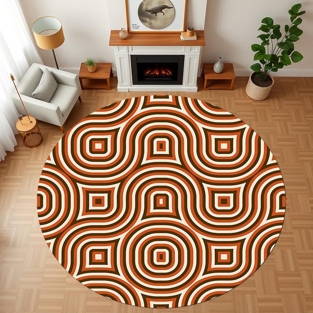 Nostalgic Look Carpet, 70's Spirit, 70's Style, Round Rug, Timeless ...