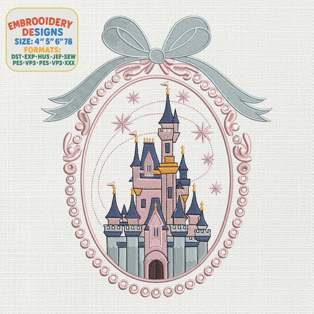 Princess Castle Embroidery Design, Magic Castle Embroidery Design ...