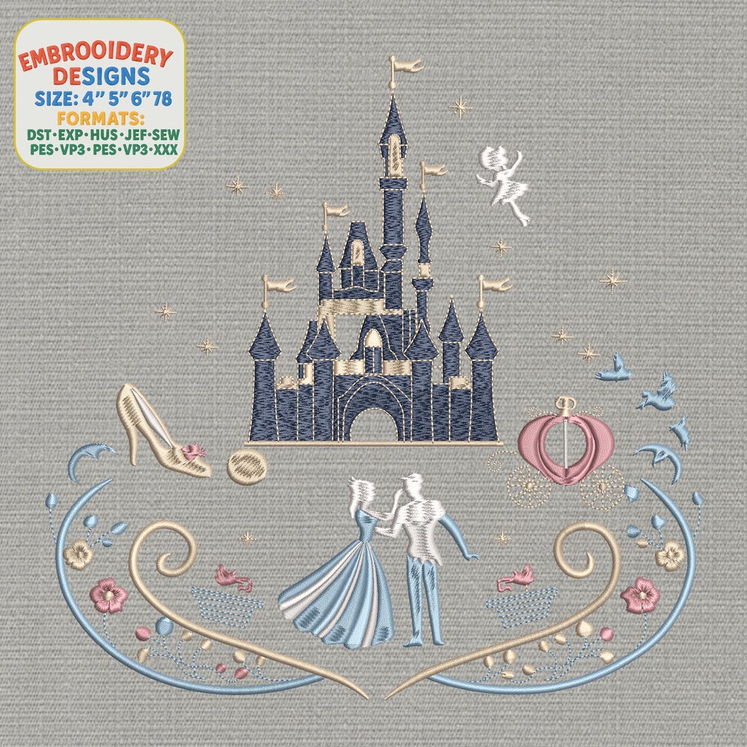 Castle Embroidery Design, Magic Castle Embroidery, Princess Palace ...