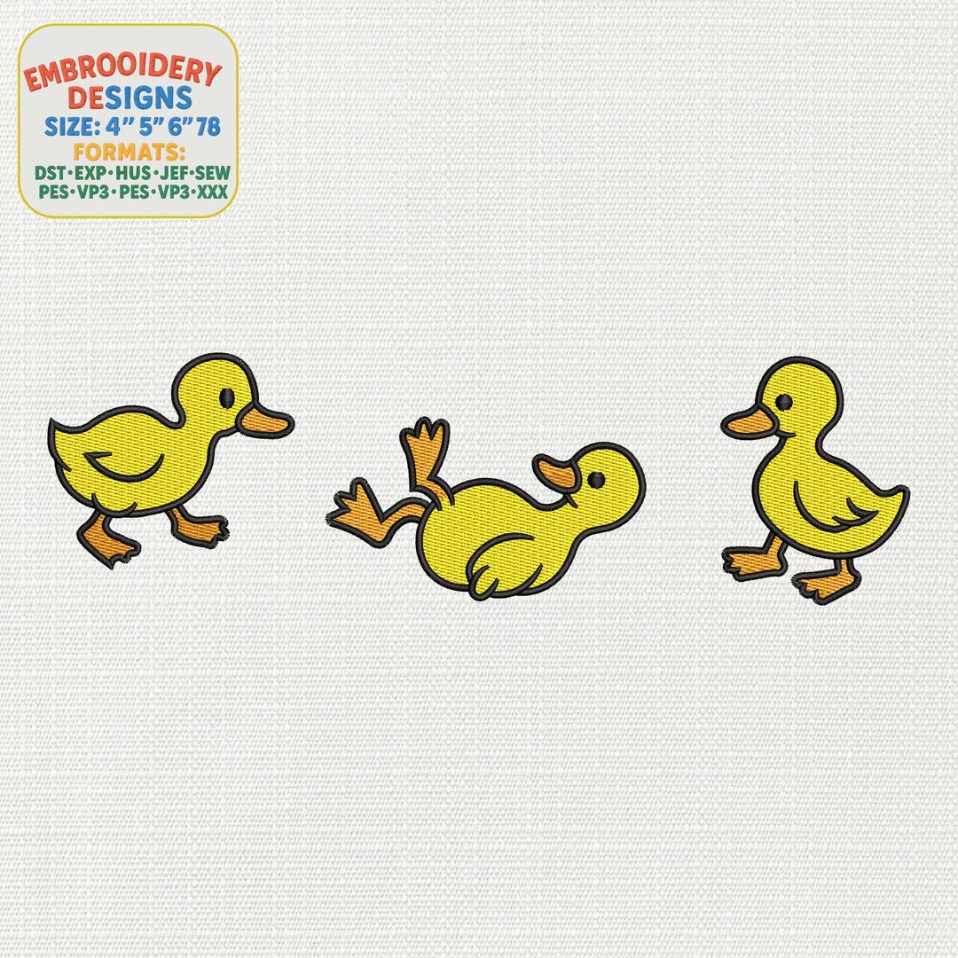 Ducklings Baby Ducks Machine Embroidery, Cute Duck Walking Embroidery ...