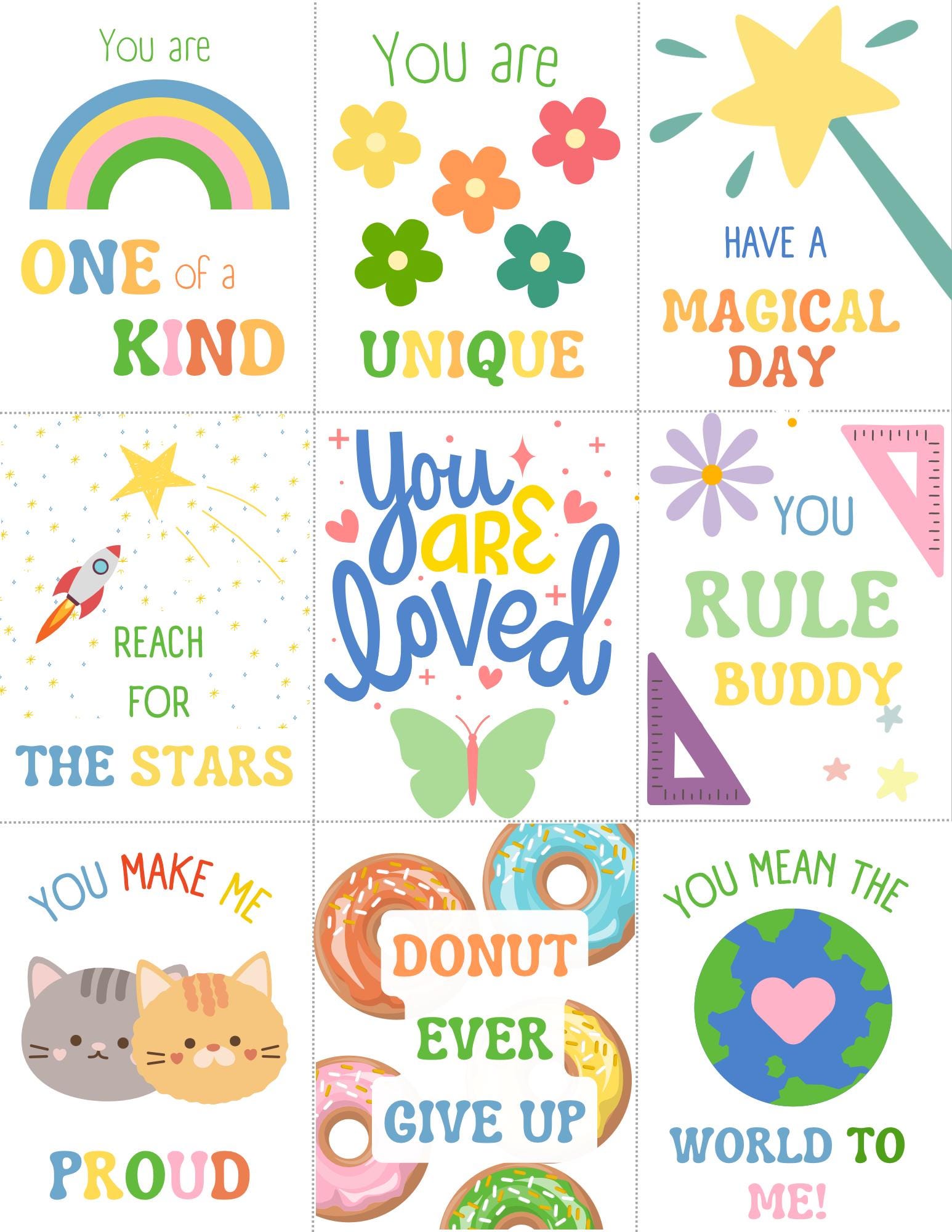 Printable Lunchbox Notes: Positive Affirmations, Kids' Encouragement ...