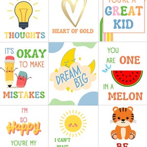 Printable Lunchbox Notes: Positive Affirmations, Kids' Encouragement ...