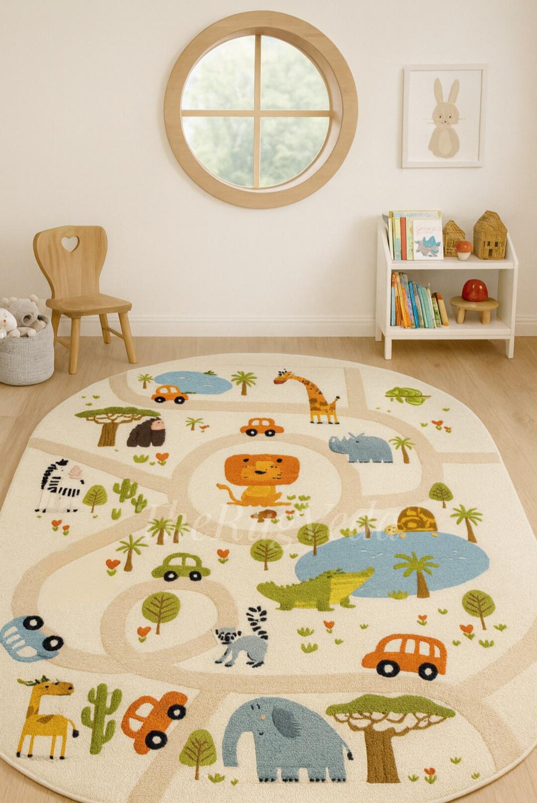 Safari Animal Rug, Jungle Play Mat, Zoo Kids Carpet, Animal Road Rug ...