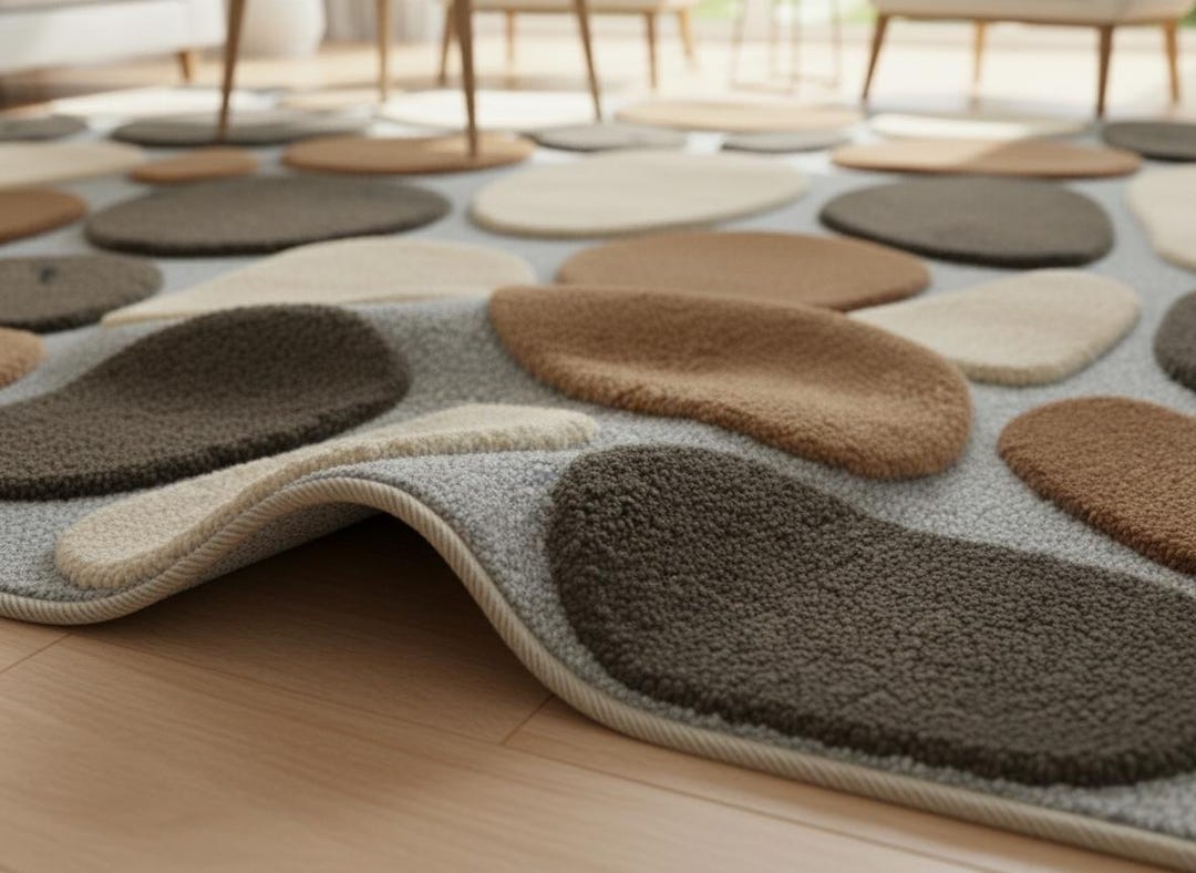 Hand Tufted 3D Pebble Stone Wool Rug, River Rock Design Area Carpet for ...