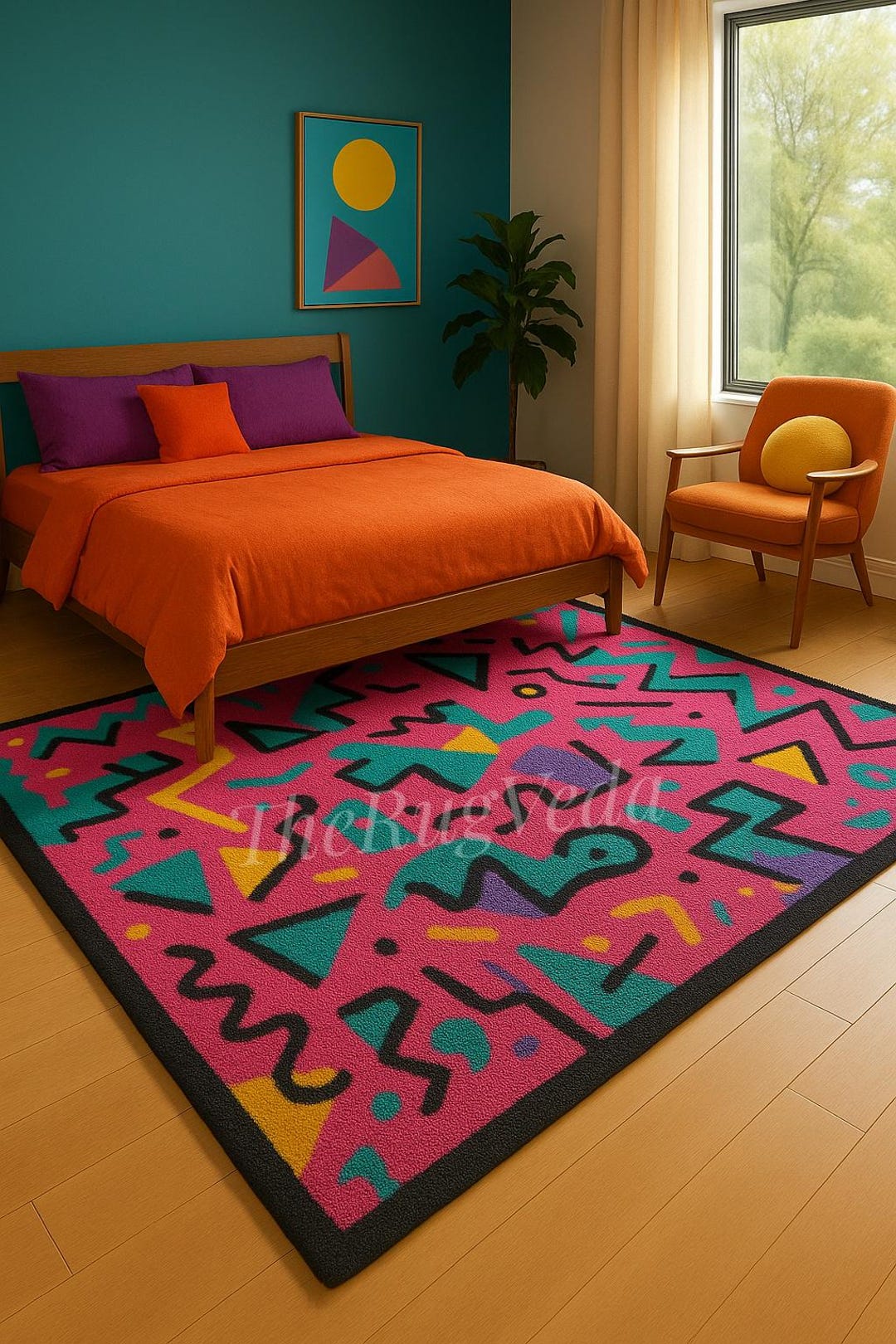 Hand Tufted 80s Memphis Style Wool Rug | Retro Vintage Geometric Area ...