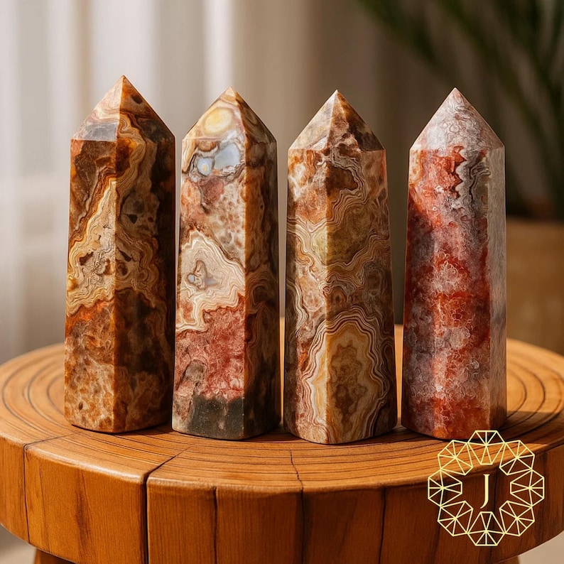 Mexican Crazy Lace Agate Tower Point, Natural Obelisk Wand, Sacral ...