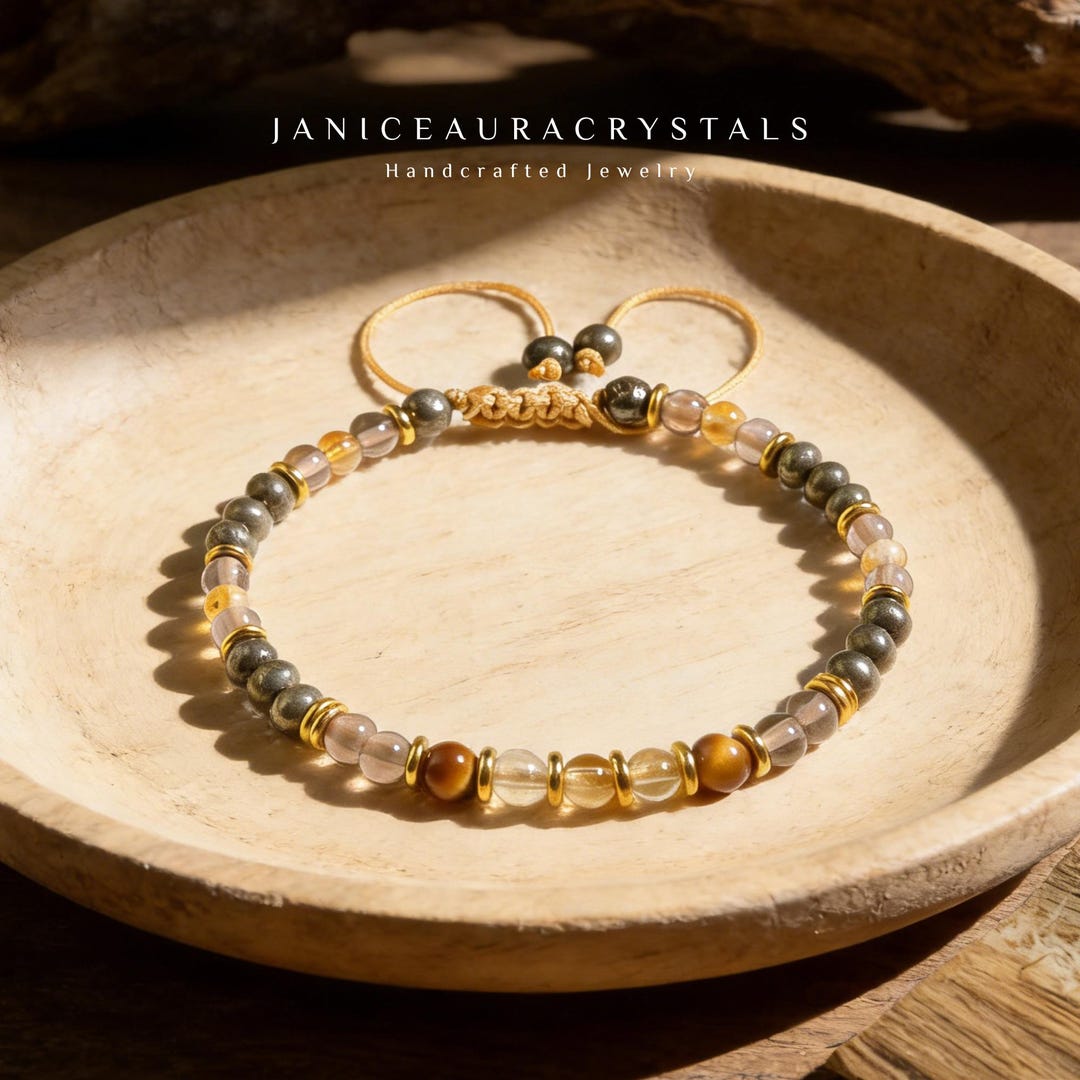 Crystal Protection Bracelet - Abundance Citrine Pyrite Smoky Quartz ...