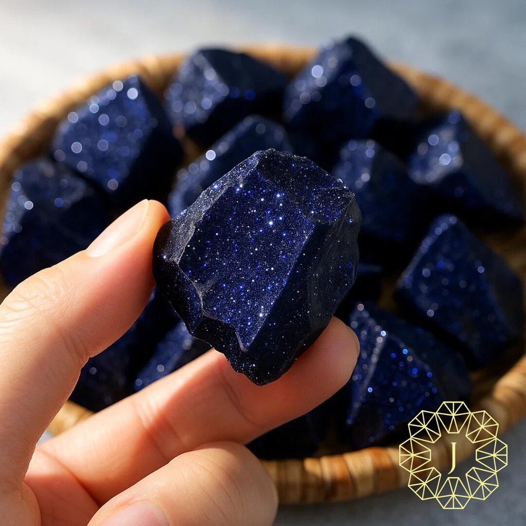 2 Pcs Blue Goldstone Stone, Handmade Rough Blue Goldstone Crystal ...