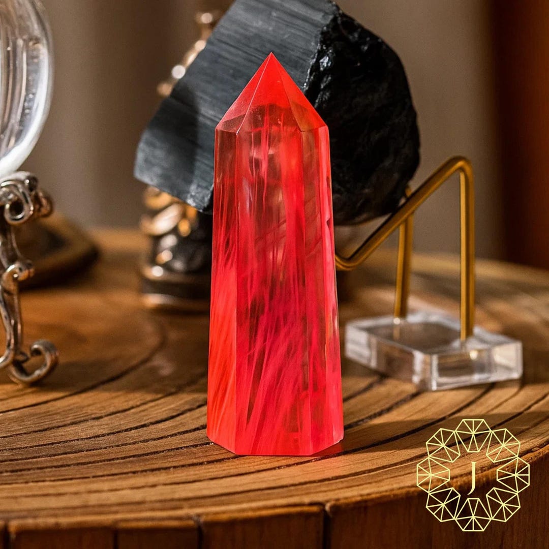 Red Smelting Quartz Tower Point, Polished Crystal Obelisk Wand, Root ...